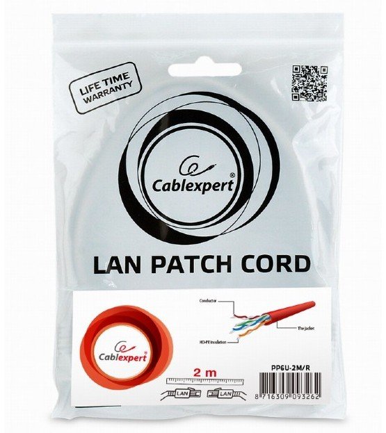 Патч-корд Cablexpert UTP, RJ45, Cat6 2m (PP6U-2M/R) Red: обзор, характеристики, цена на ...