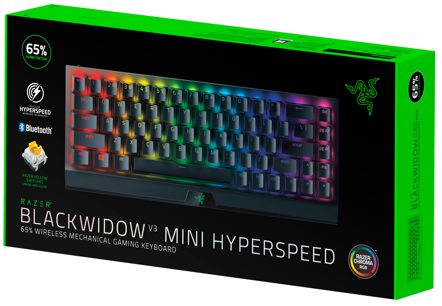 Клавиатура Razer BlackWidow V3 Mini Hyperspeed Phantom Ed. Razer Yellow ...