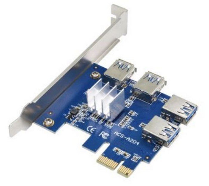 Купить Плата расширения для райзеров Dynamode PCI-E x1 - x16 to 4 PCI-E ...