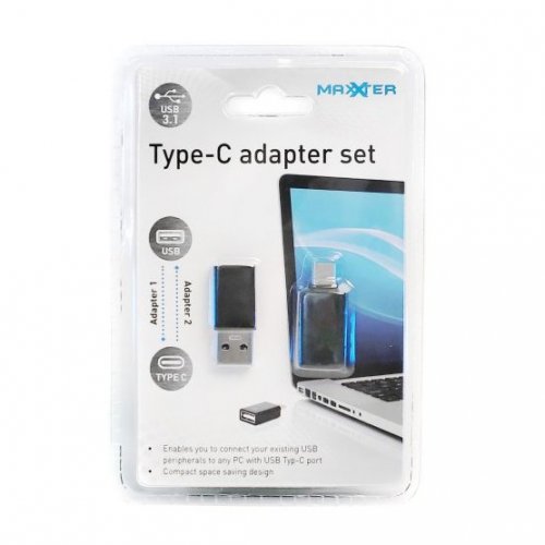 Купити Адаптер Maxxter USB-A to USB-C + USB-C to USB-A (ACT-A-USB3-CMAF2) Black - ціна в Києві ...