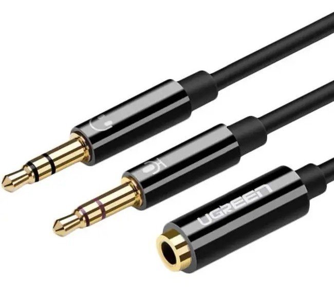 Розгалужувач UGreen AV140 3.5mm-2x3.5mm F/M 0.2m (20898) Black: ціна на ...