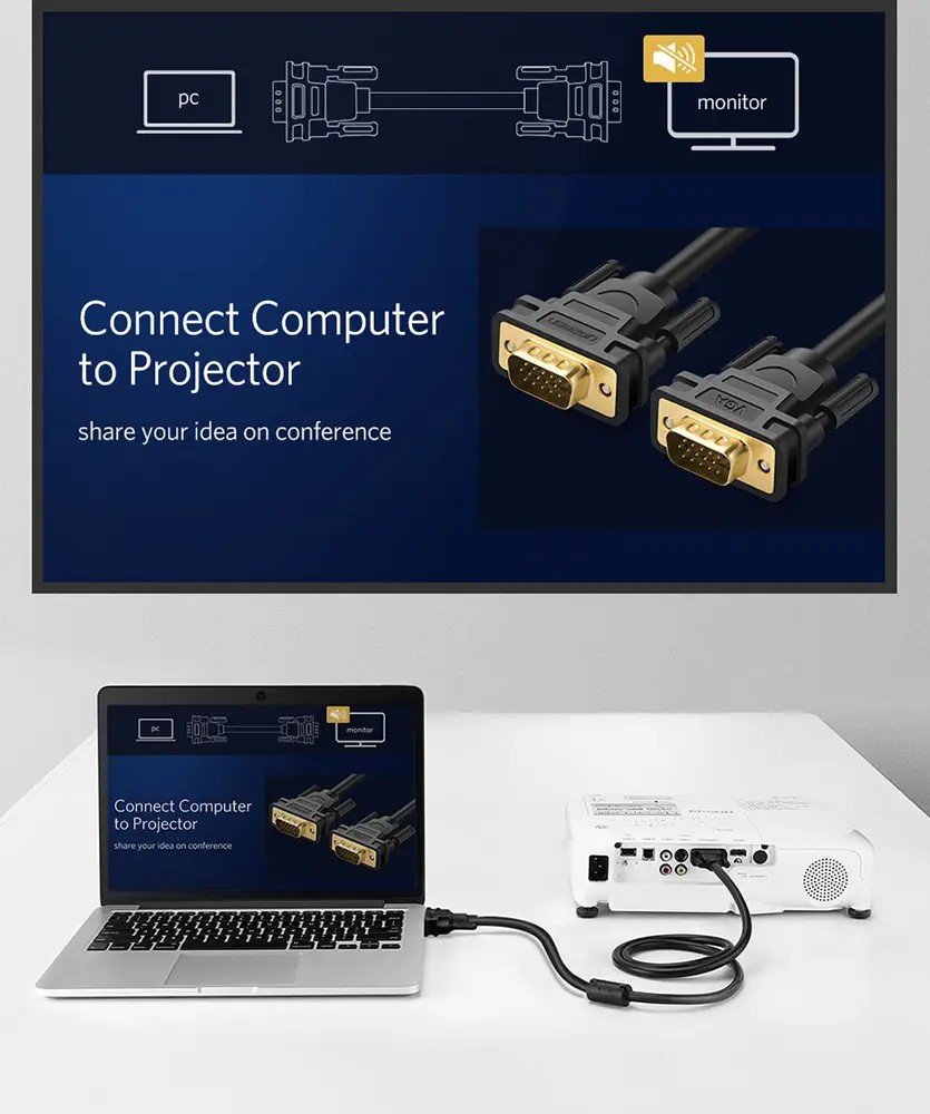 Кабель Ugreen VG101 VGA-VGA 2m (11646) Black: обзор, характеристики ...