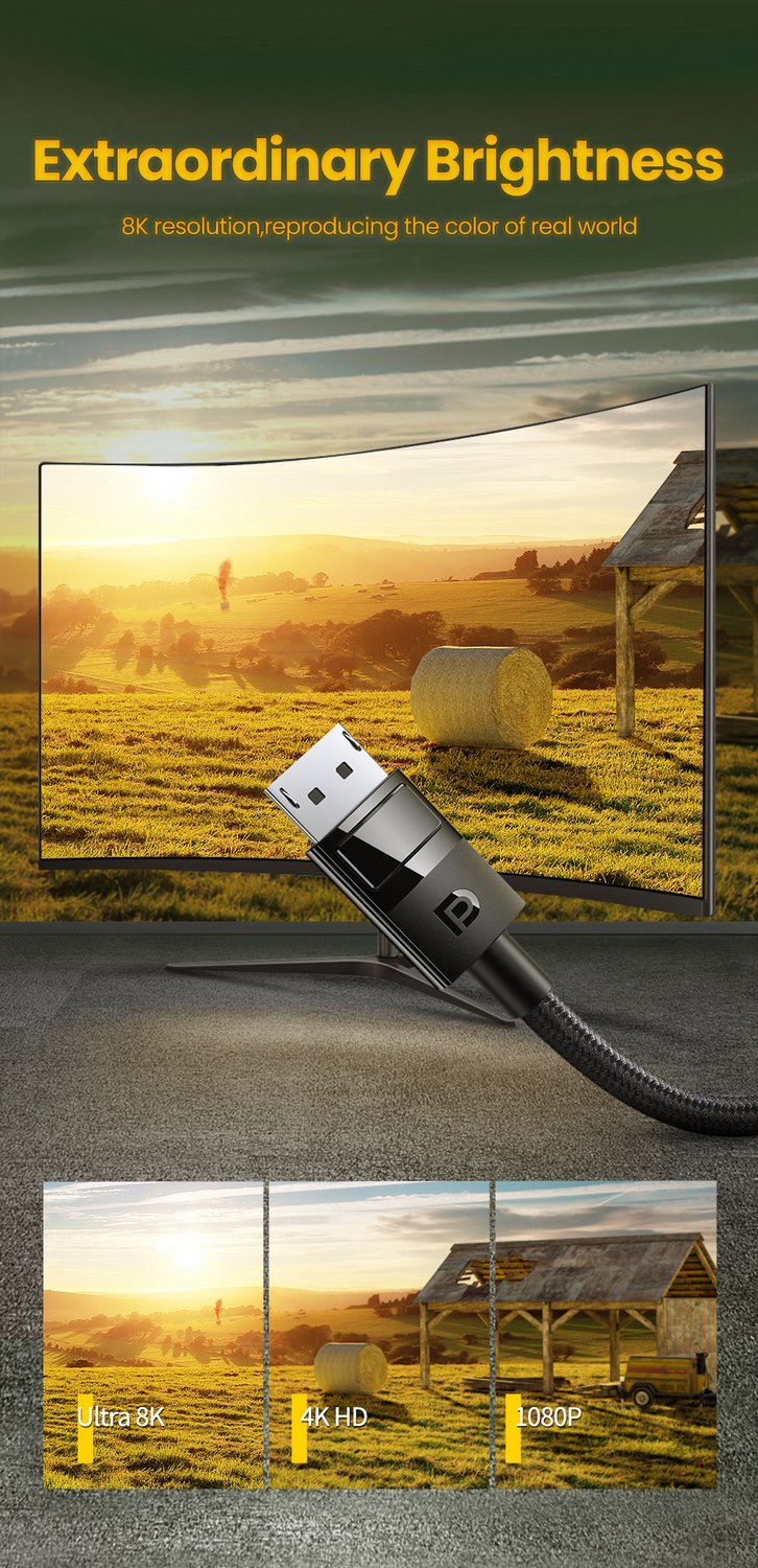 Кабель Ugreen DP114 DisplayPort-DisplayPort 8K 1.4 2m (80392) Black ...