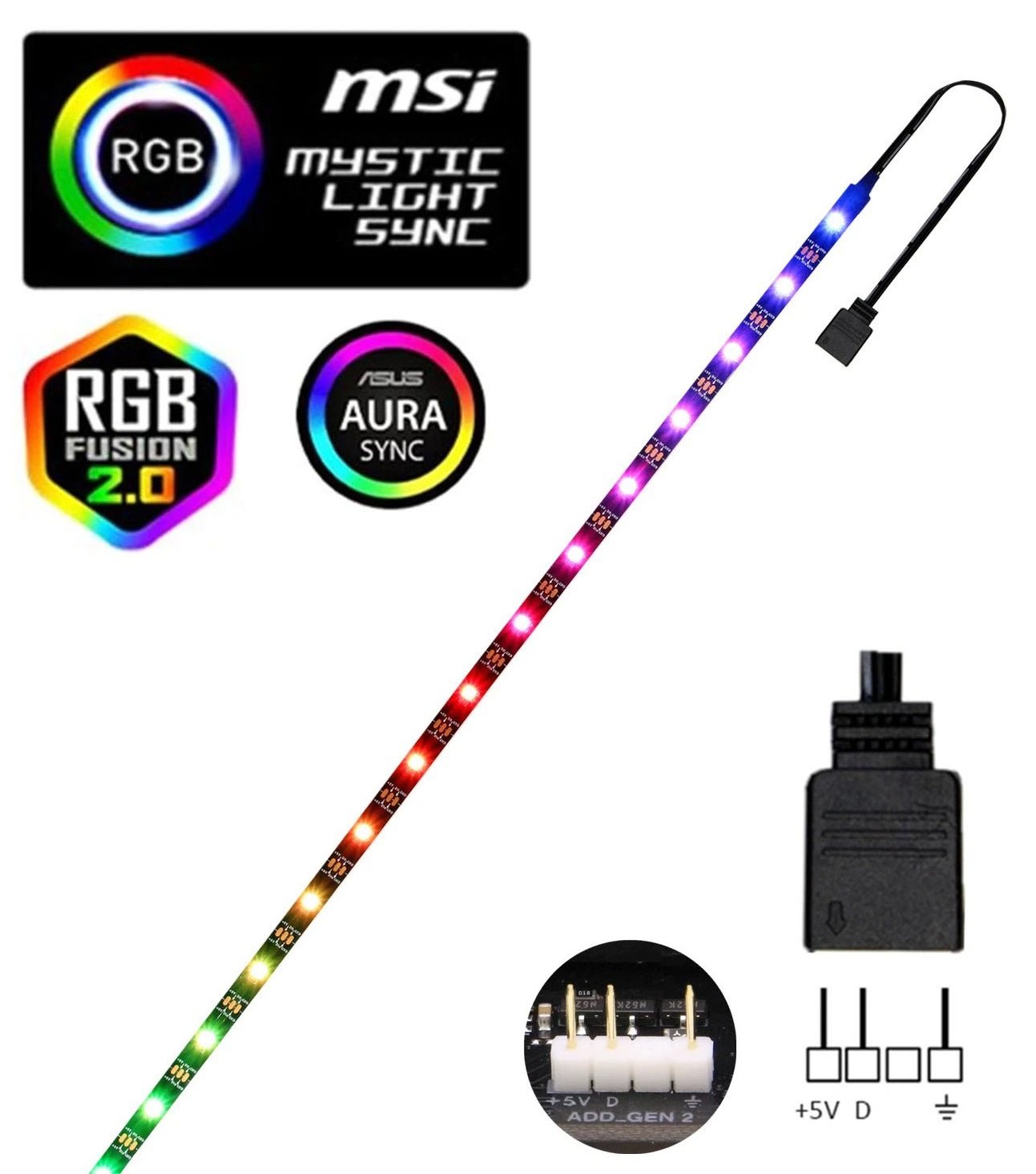 Купить Світлодіодна стрічка ARGB LED Strip WS2812b 5V 3 Pin - цена в ...