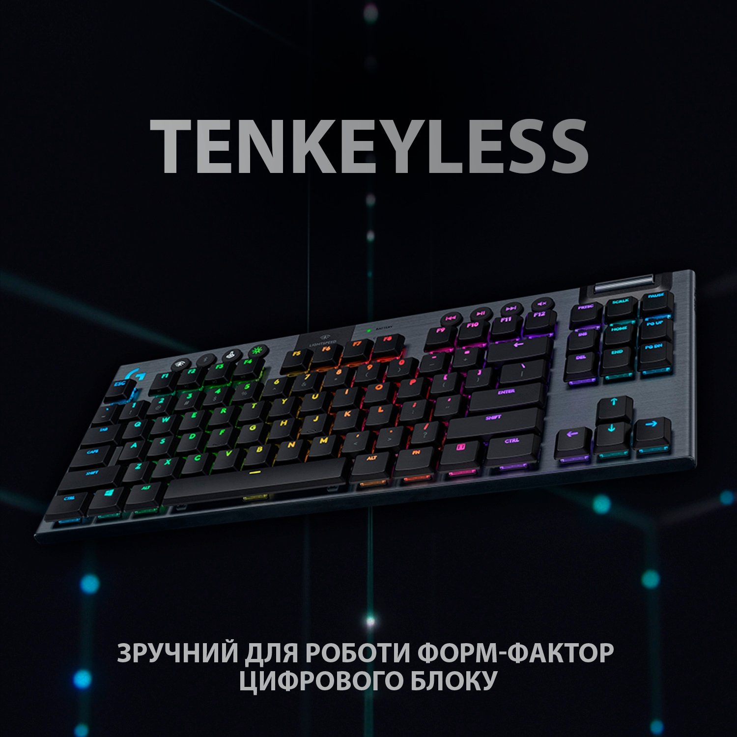Клавіатура Logitech G915 TKL RGB Mechanical Clicky (920-009537) Carbon ...
