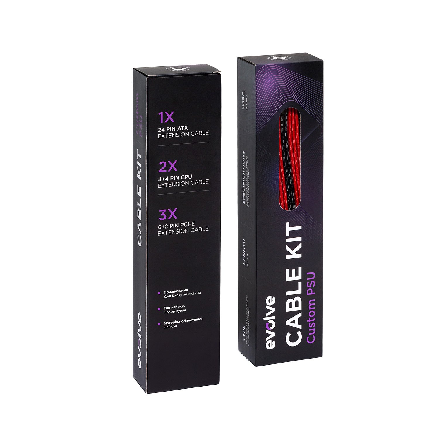 Набір кастомних кабелів живлення EVOLVE Custom Extension PSU Cable Kit ...