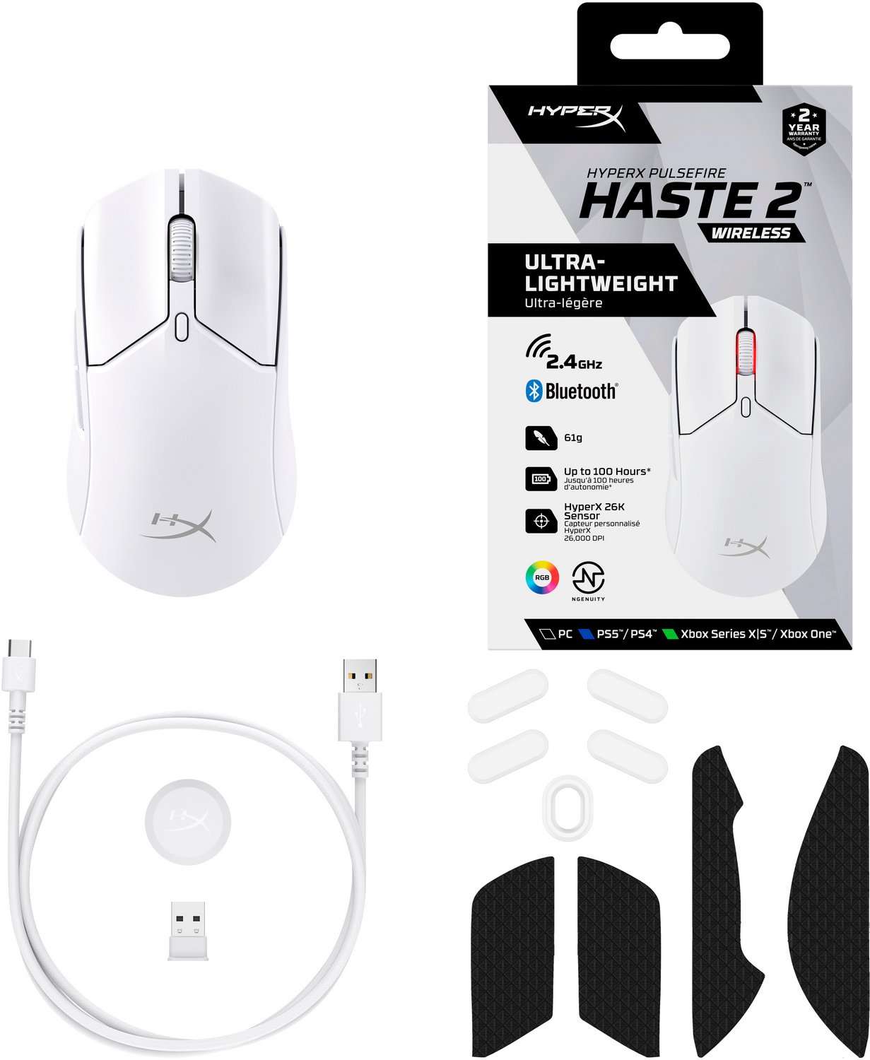 Миша HyperX Pulsefire Haste 2 Wireless (6N0A9AA) White: ціна на миша ...
