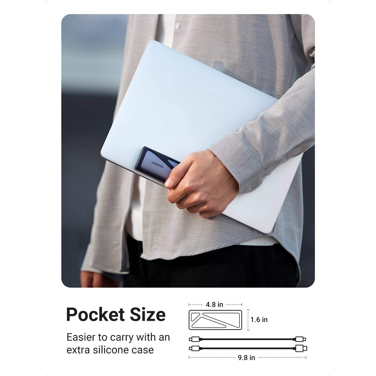 Внешний карман Ugreen CM400 M.2 NVME M&M+B/ SATA B&M - USB 3.2 (90264 ...