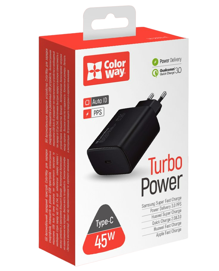 Сетевое зарядное устройство ColorWay Port PPS USB Type-C 45W (CW ...