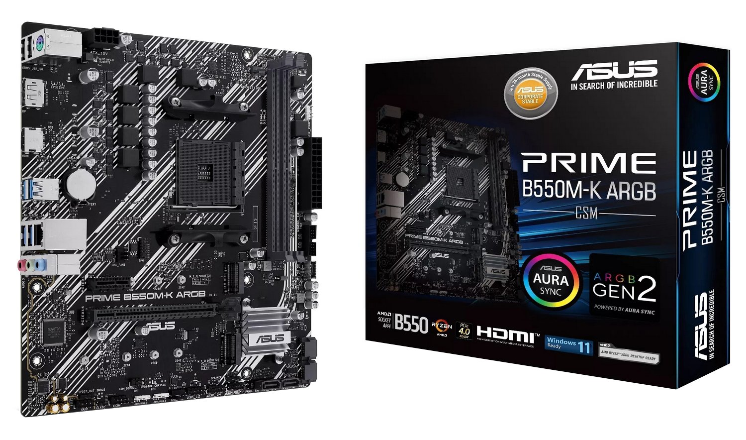 Продать Материнская плата Asus PRIME B550M-K ARGB-CSM (sAM4, AMD B550 ...