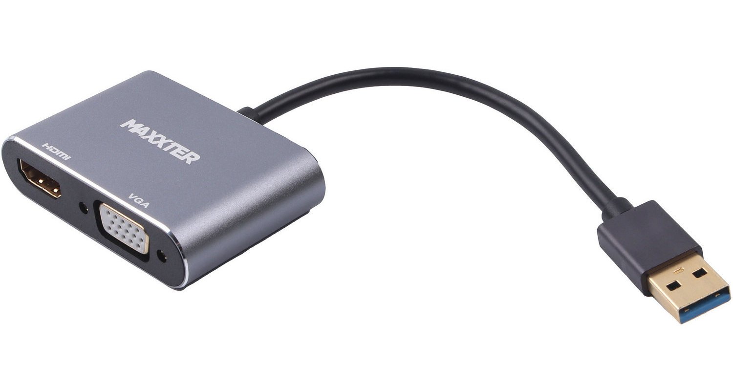 Купить Адаптер Maxxter USB to HDMI/VGA (V-AM-HDMI-VGA) Gray - цена в ...