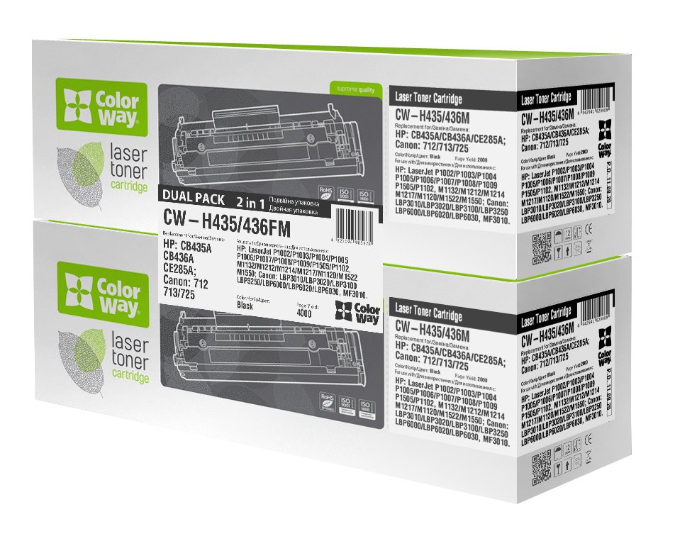 Купить Картридж ColorWay HP CB435A/CB436A/CE285A Dual Pack (CW-H435 ...